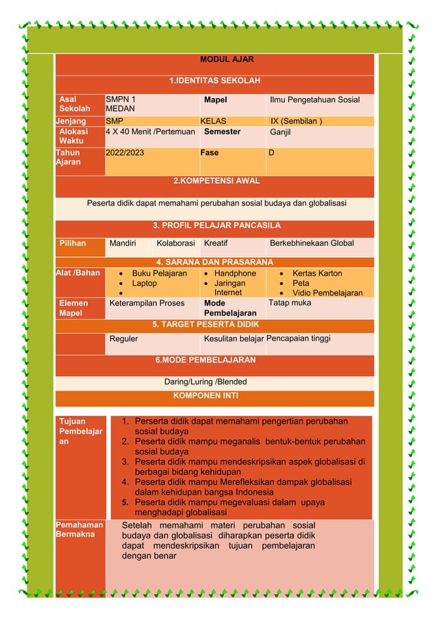 Modul IPS Kelas 9 kurikulum merdeka sem1 | DOCX