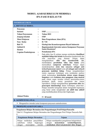 MODUL AJAR_BAB 6_IPA 7 KURIKULUM MERDEKA.docx