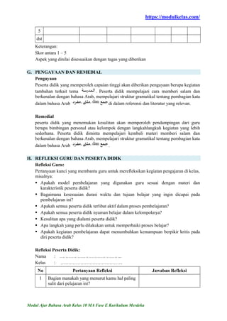 Modul Ajar Bahasa Arab Kelas 10 MA Fase E Kurikulum Merdeka | PDF