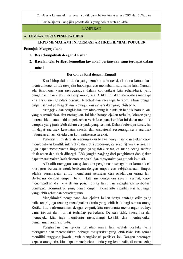 Modul Ajar Bahasa Indonesia - Memahami Informasi Teks Artikel Ilmiah ...