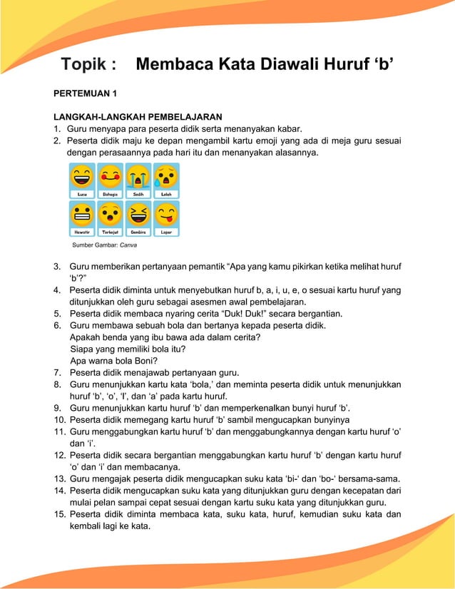 Modul Ajar Bahasa Indonesia - Membaca Kata Diawali Huruf 'b' - Fase A.pdf