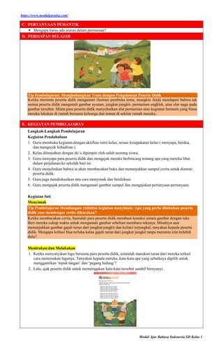 Modul Ajar Bahasa Indonesia Kelas 1 Fase A Kurikulum Merdeka | DOCX