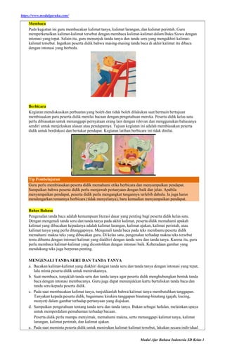 Modul Ajar Bahasa Indonesia Kelas 1 Fase A Kurikulum Merdeka | DOCX