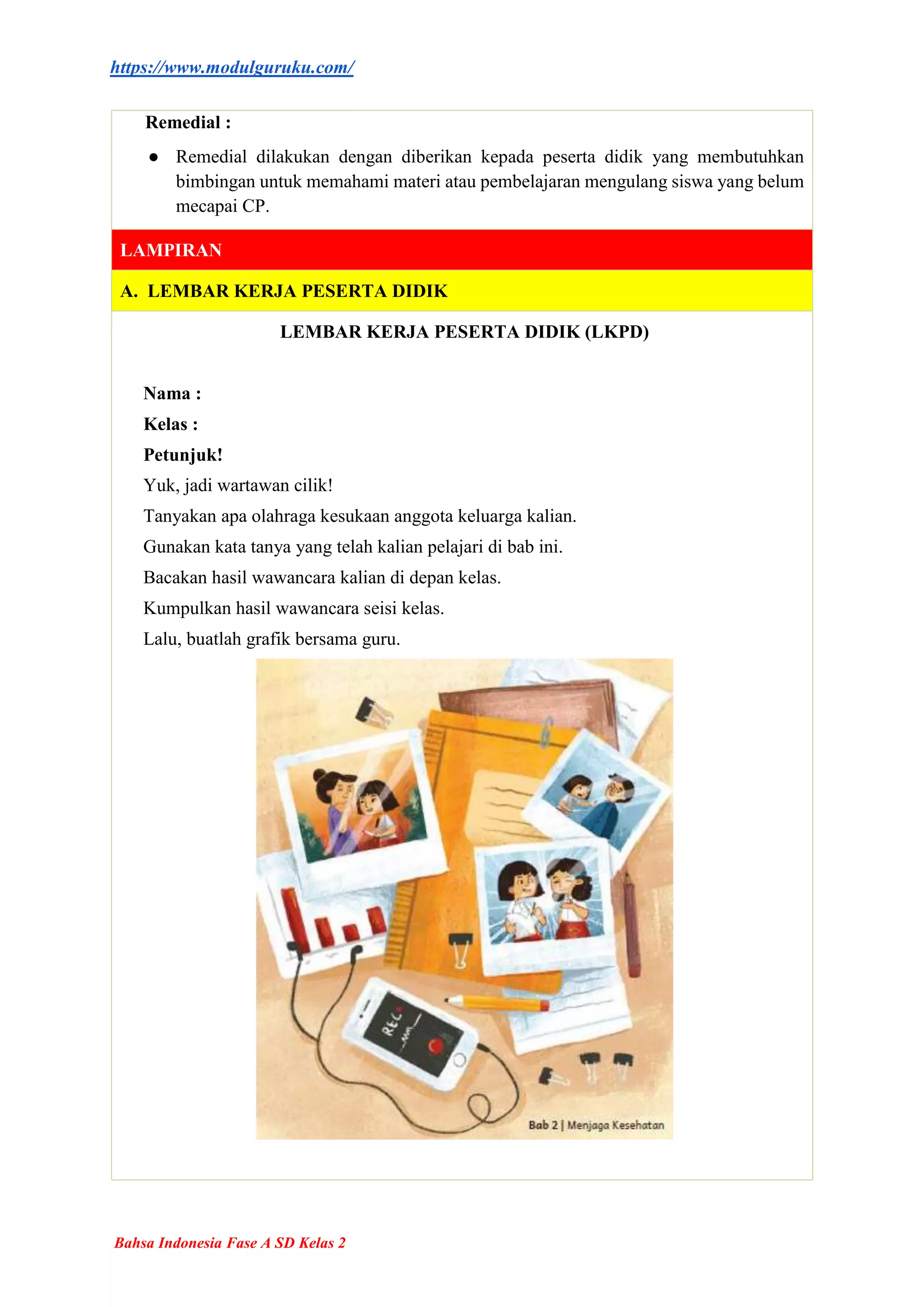 MODUL AJAR BAHASA INDONESIA KELAS 2 BAB 2 KURIKULUM MERDEKA.docx