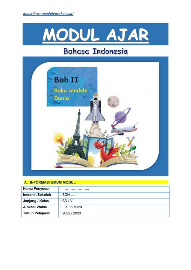 MODUL AJAR BAHASA INDONESIA KELAS 5 BAB 2 KURIKULUM MERDEKA.docx