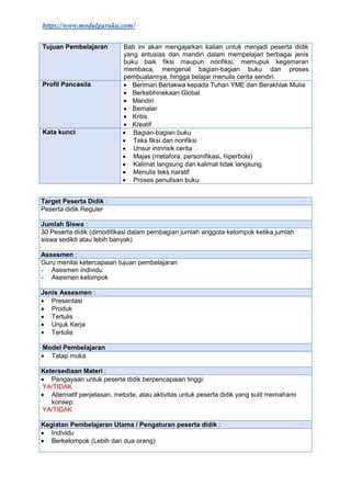 MODUL AJAR BAHASA INDONESIA KELAS 5 BAB 2 KURIKULUM MERDEKA.docx