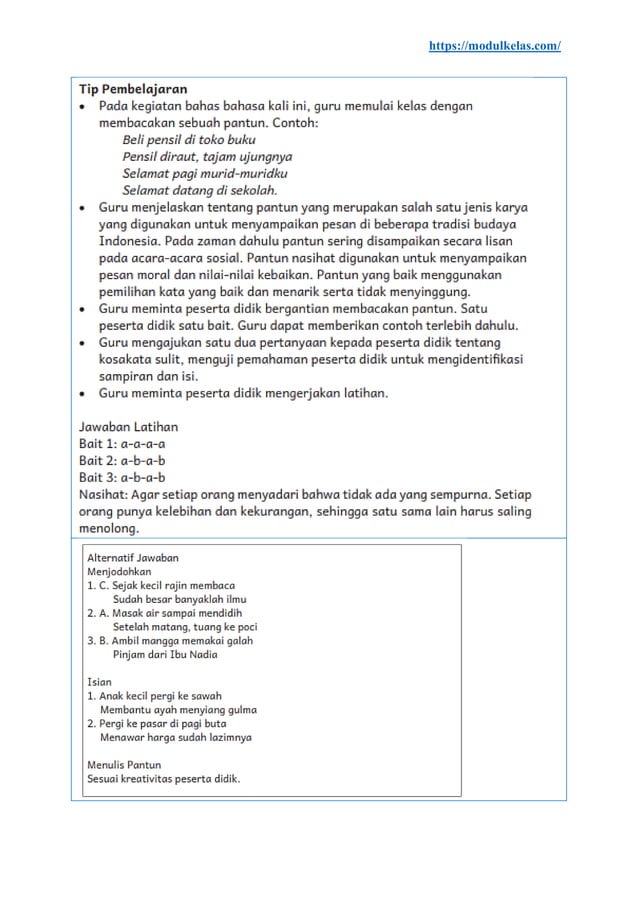 Modul Ajar Bahasa Indonesia Kelas 5 Fase C Kurikulum Merdeka | PDF