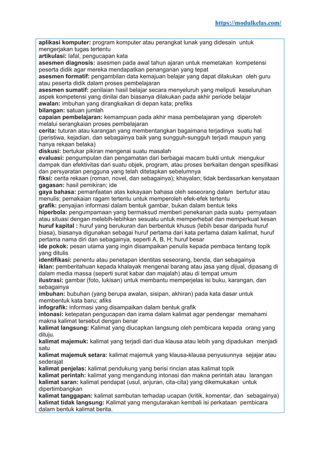 Modul Ajar Bahasa Indonesia Kelas 5 Fase C Kurikulum Merdeka | PDF