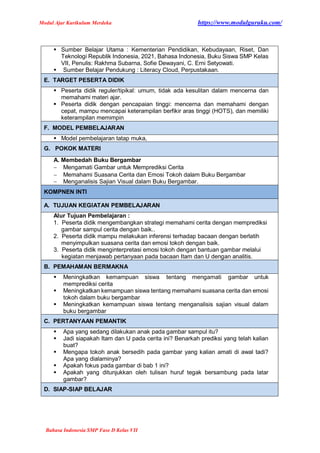 Modul Ajar Bahasa Indonesia Kelas 7 SMP Fase D Bab 5 | PDF