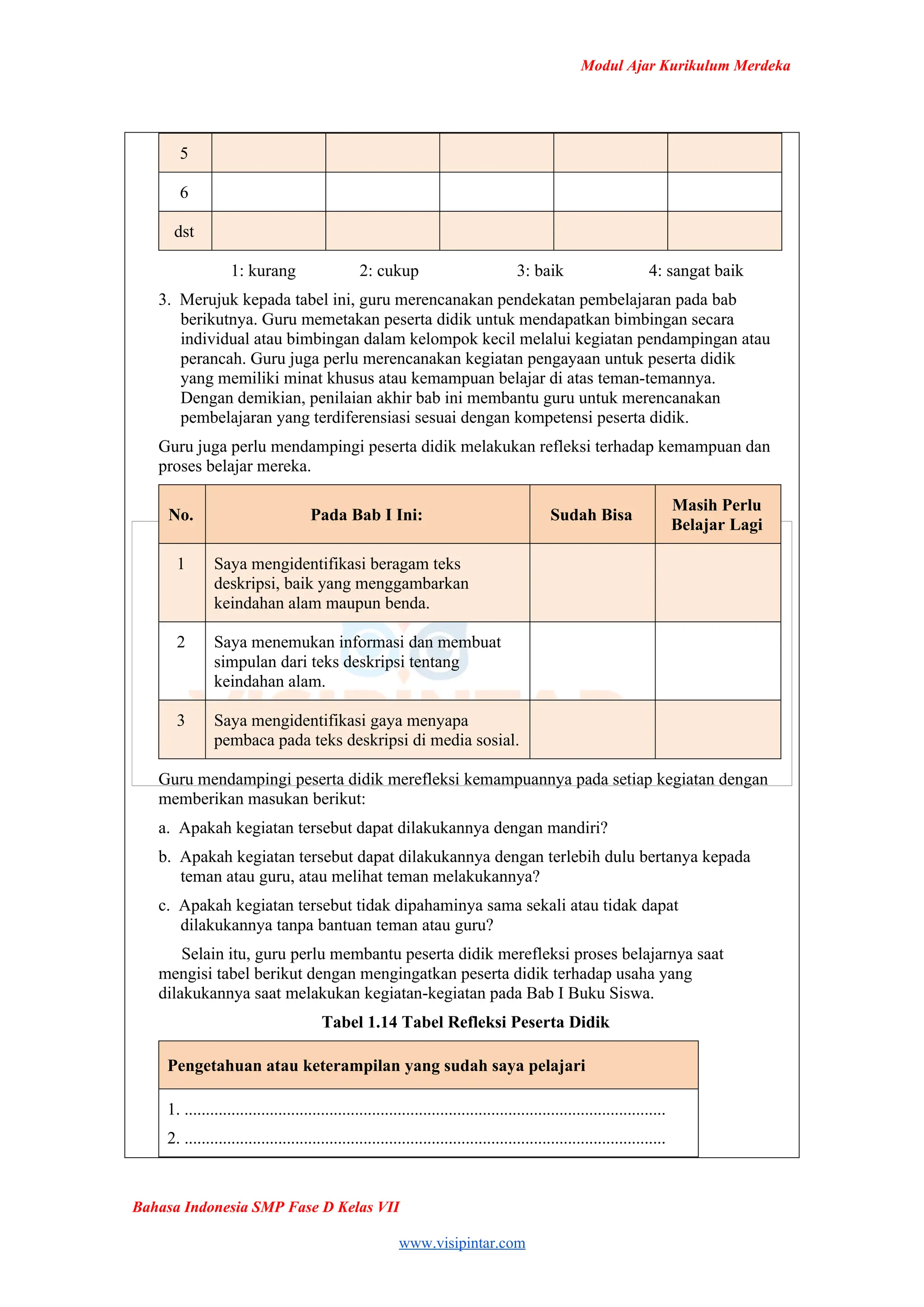 Modul Ajar BAHASA INDONESIA SMP KELAS 7 KURMER.docx