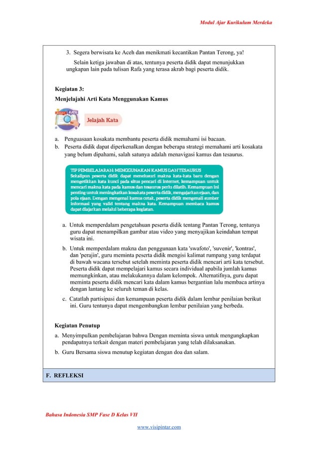 Modul Ajar BAHASA INDONESIA SMP KELAS 7 KURMER.docx