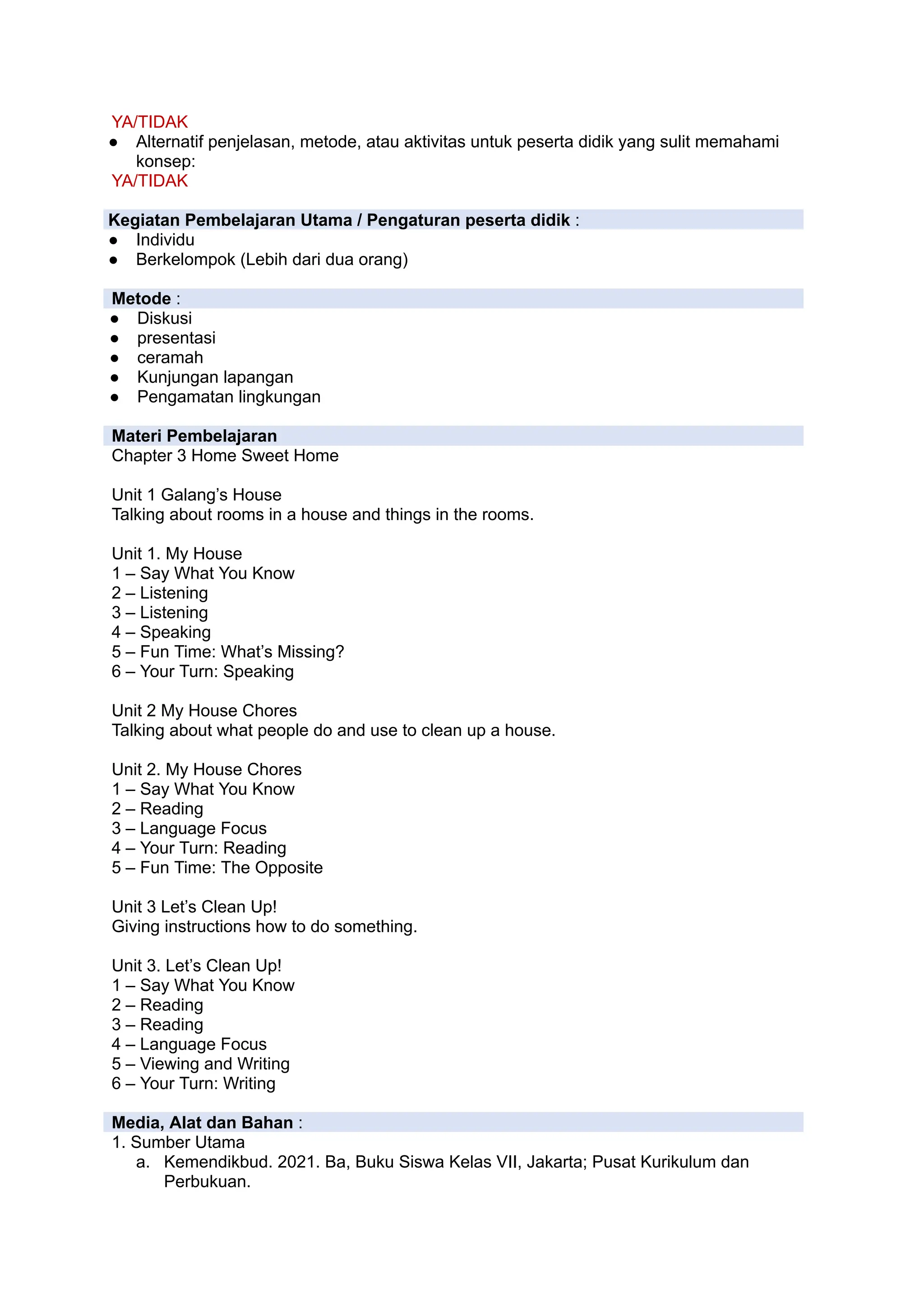 Modul Ajar Bahasa Inggris - HOME SWEET HOME (Chapter 3) - Fase D.pdf