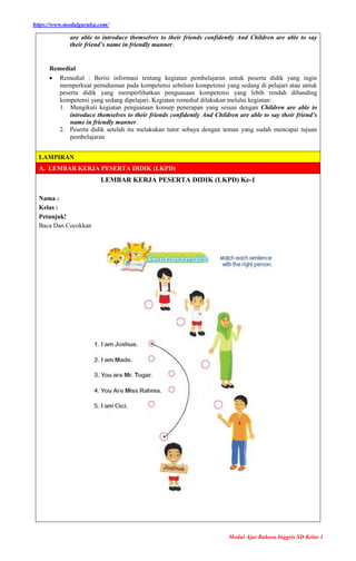 Modul Ajar Bahasa Inggris BAB 2 Kelas 1 | DOCX