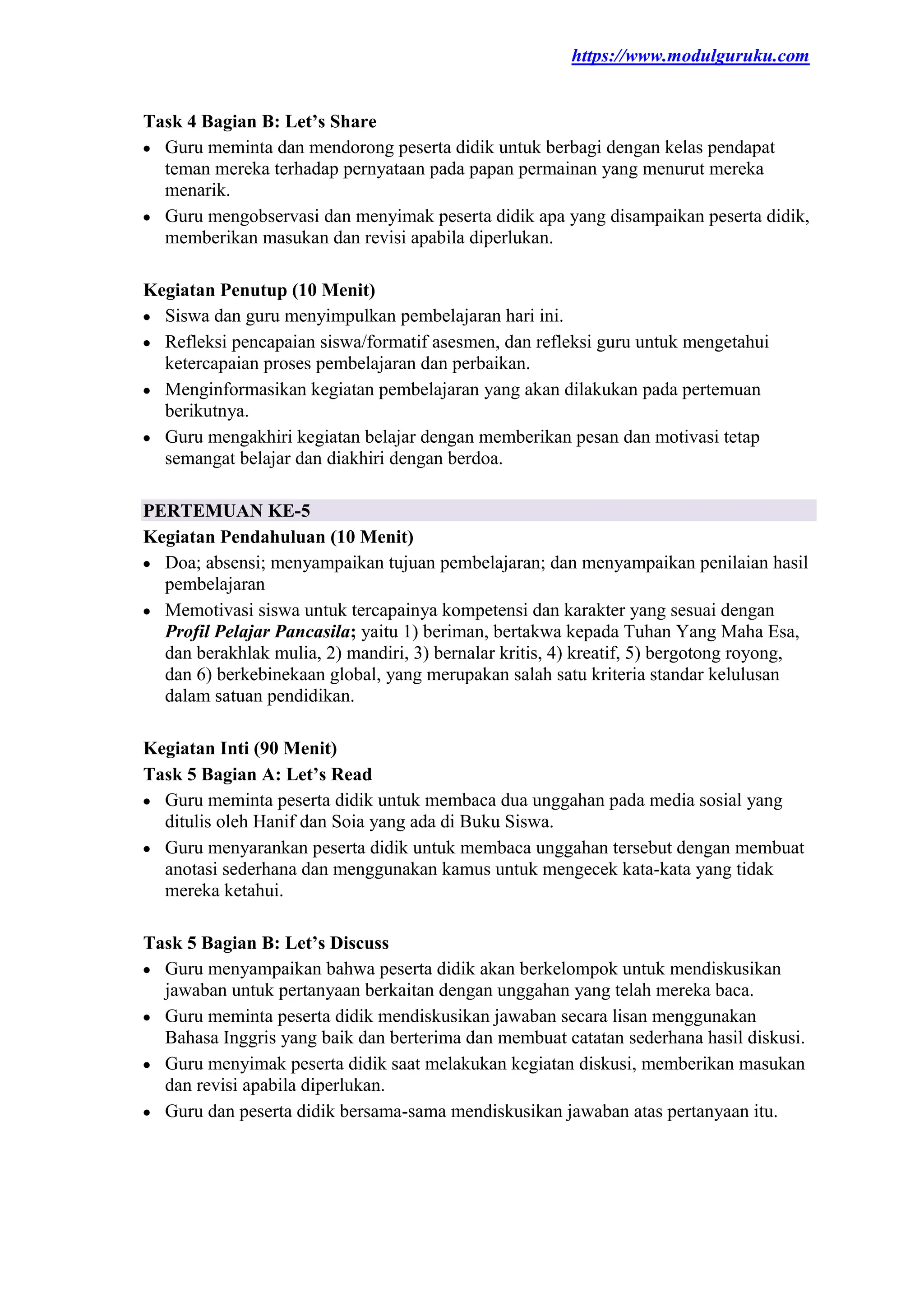 Modul Ajar Bahasa Inggris Kelas 10 Fase E | PDF