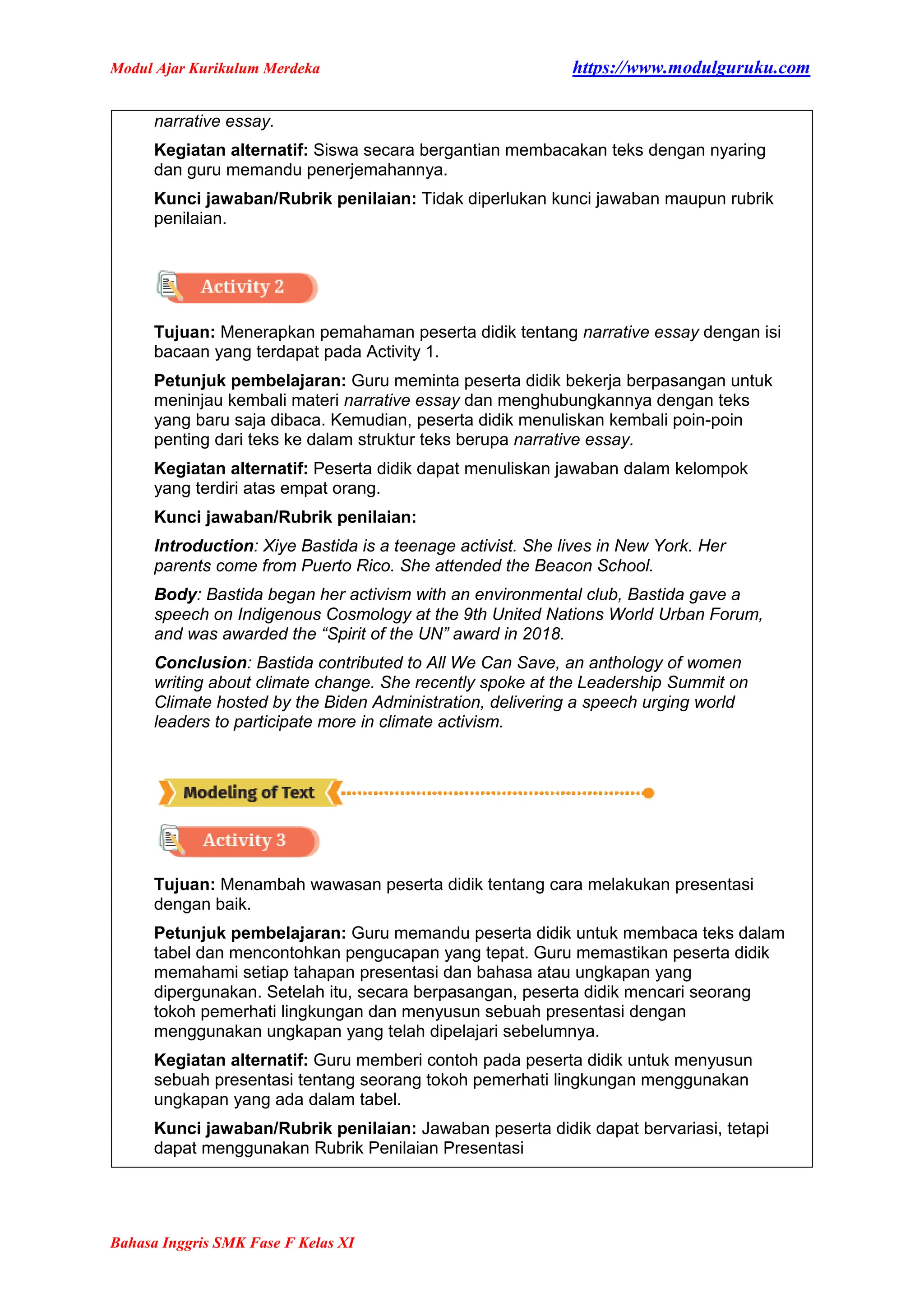 Modul Ajar Bahasa Inggris Kelas 11 Fase F | PDF
