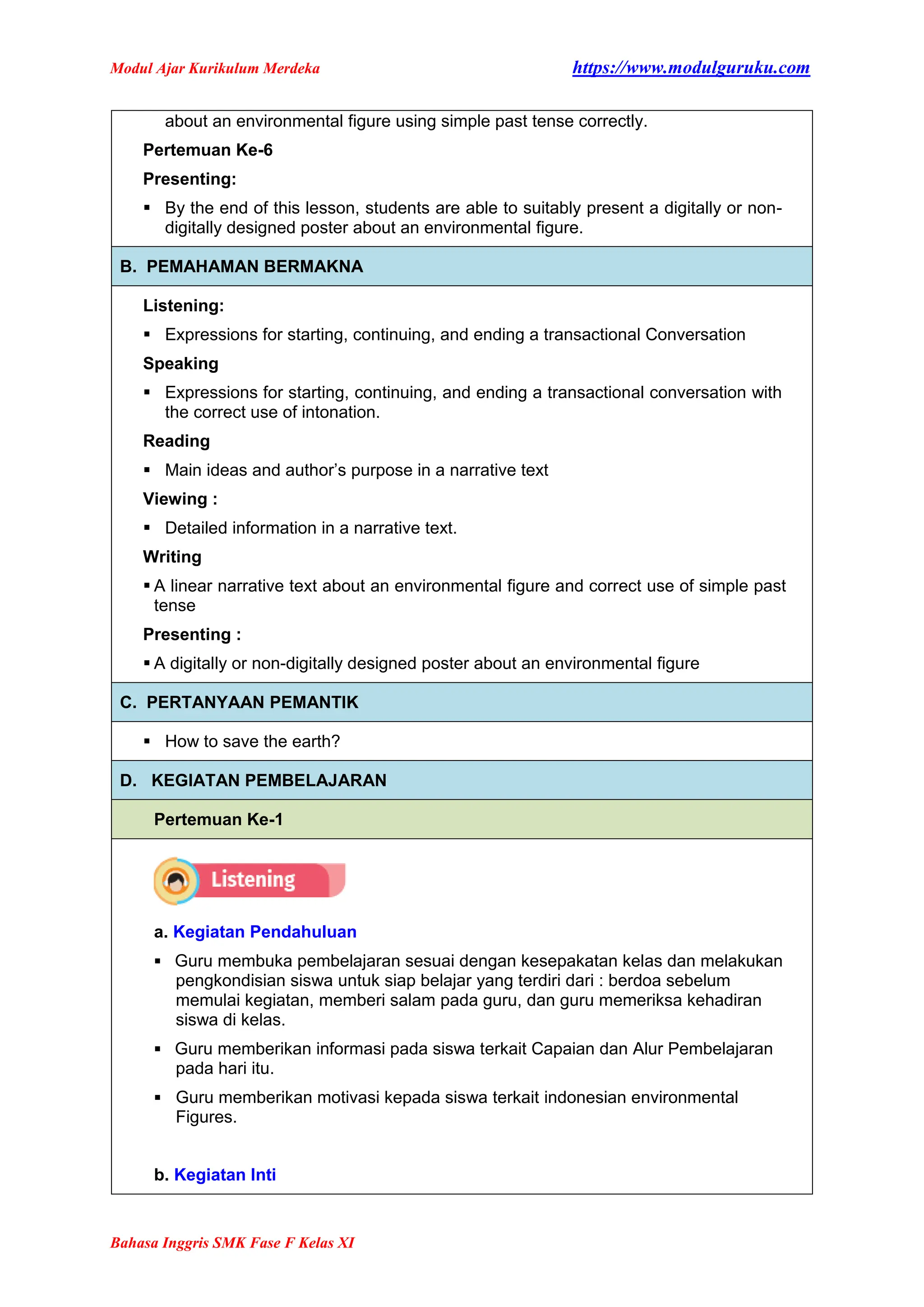 Modul Ajar Bahasa Inggris Kelas 11 Fase F | PDF