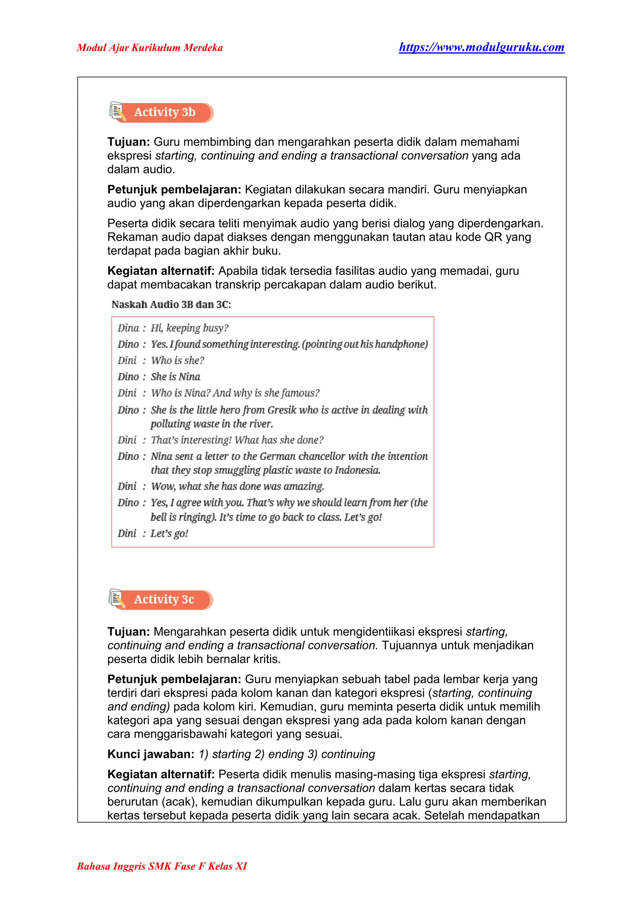 Modul Ajar Bahasa Inggris Kelas 11 Fase F | PDF