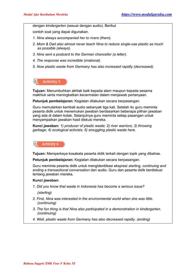 Modul Ajar Bahasa Inggris Kelas 11 Fase F | PDF