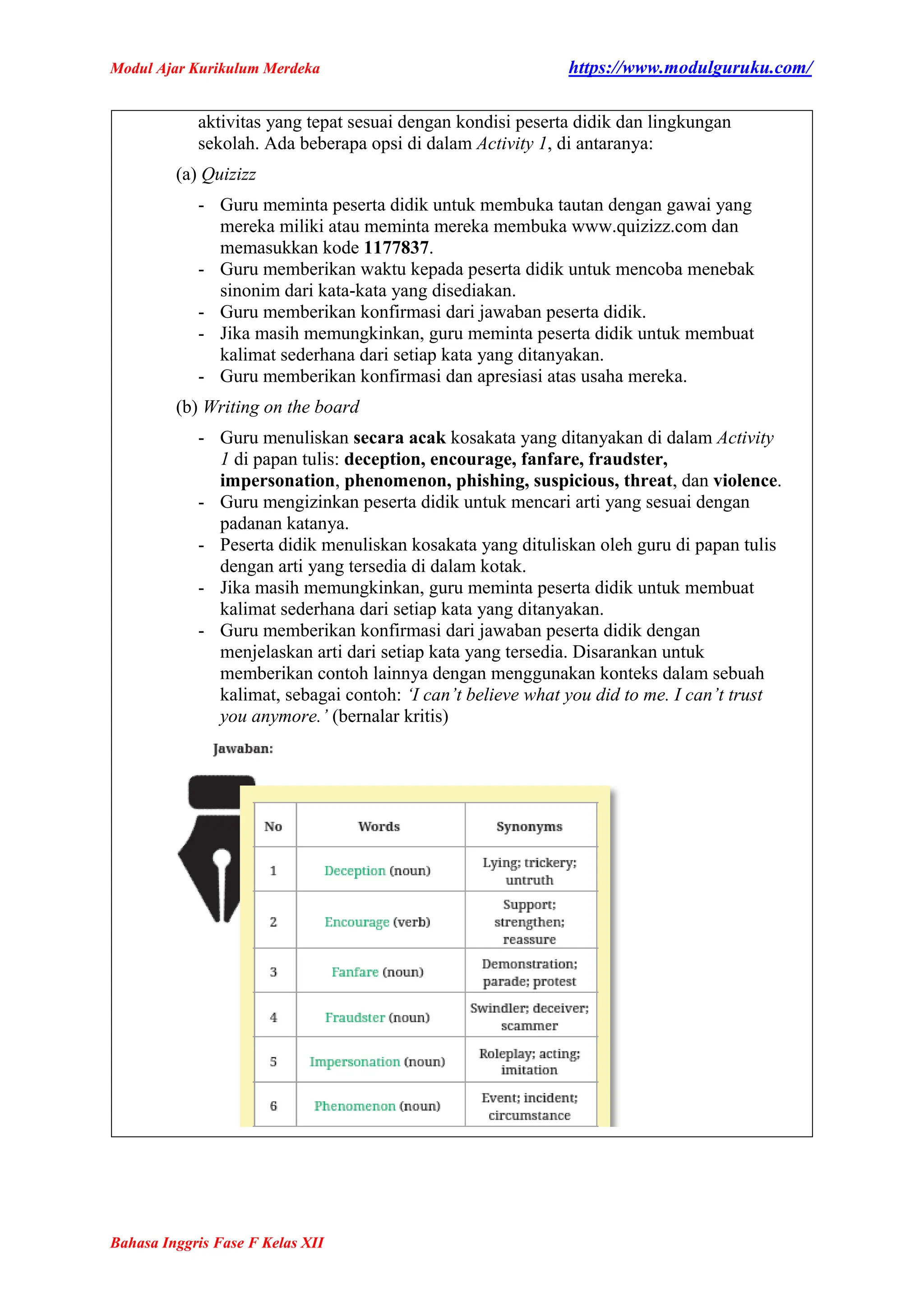 Modul Ajar Bahasa Inggris Kelas 12 Fase F Kurikulum Merdeka | PDF