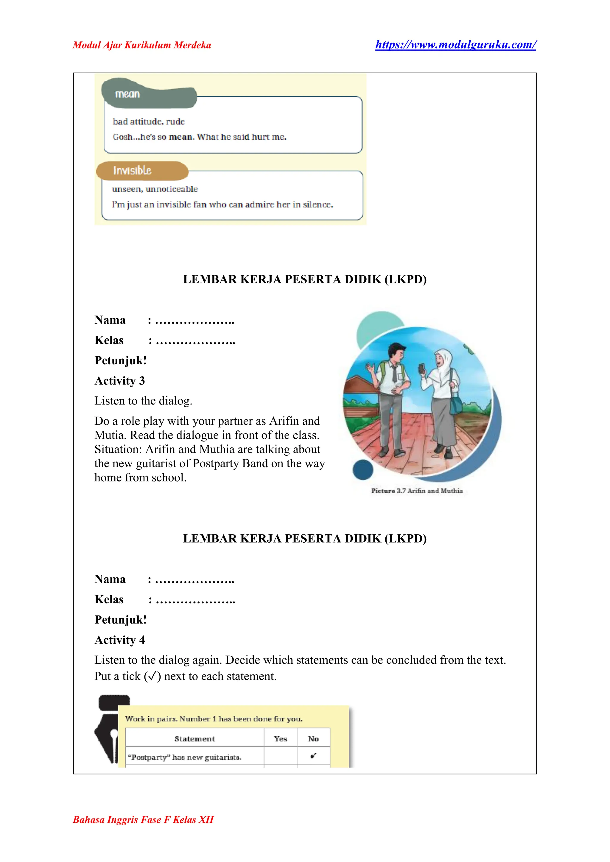 Modul Ajar Bahasa Inggris Kelas 12 Fase F Kurikulum Merdeka | PDF