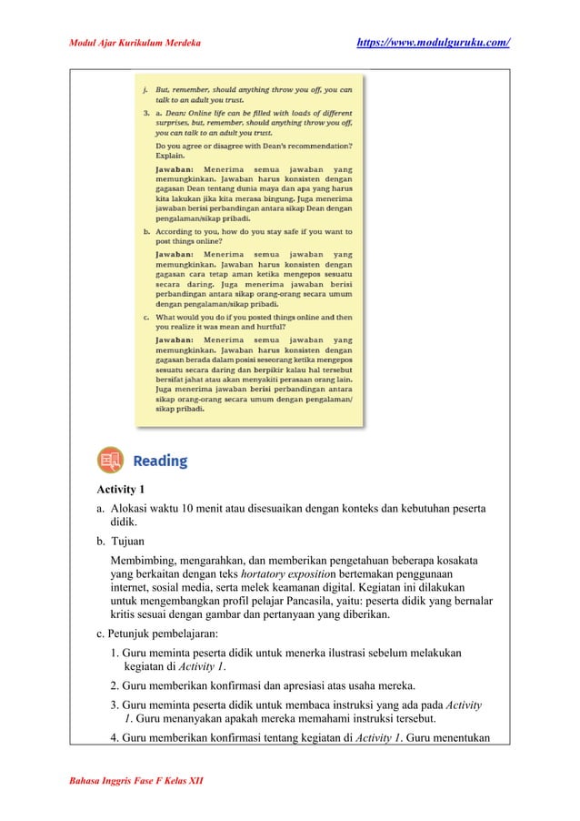 Modul Ajar Bahasa Inggris Kelas 12 Fase F Kurikulum Merdeka | PDF
