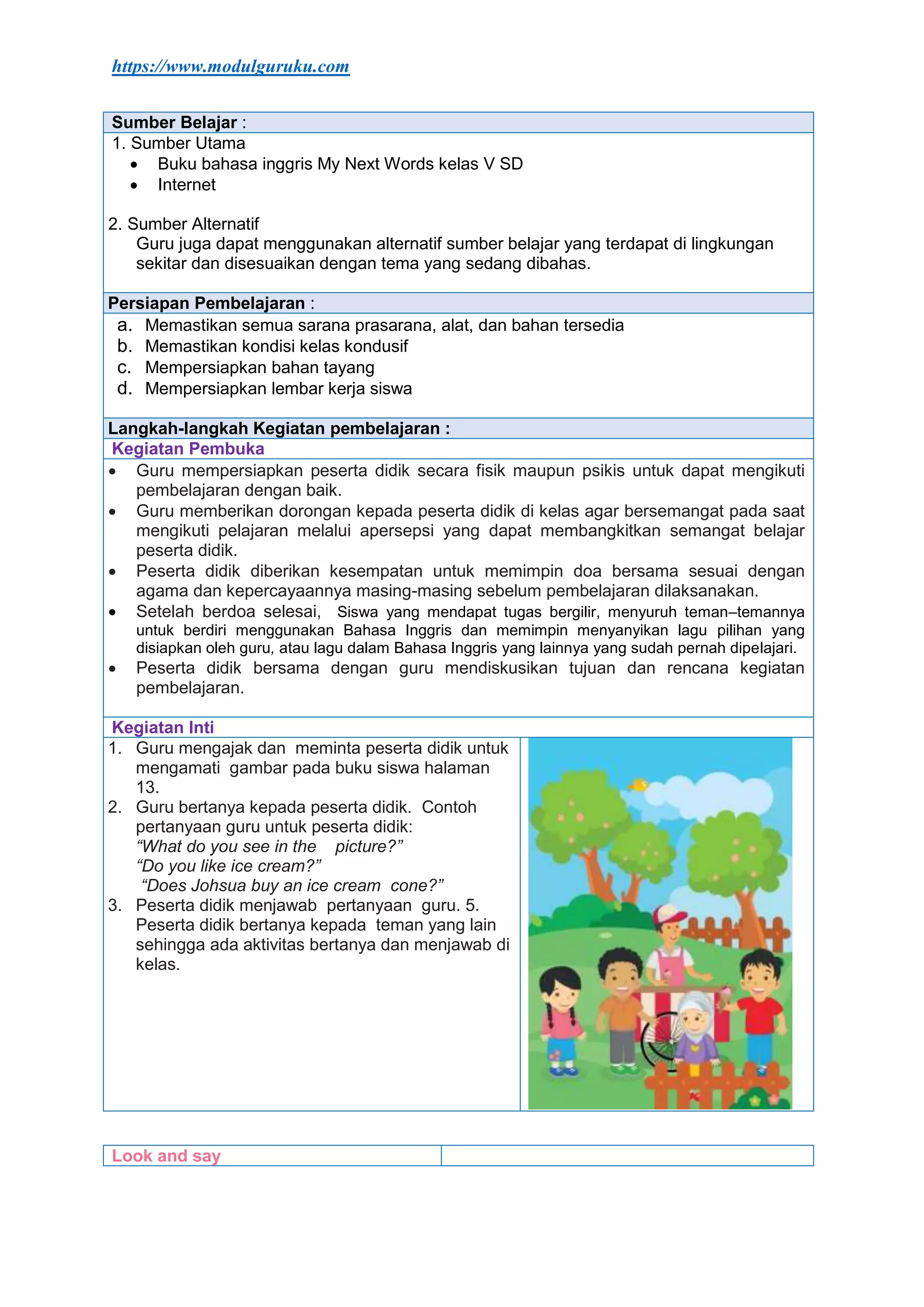 MODUL AJAR BAHASA INGGRIS KELAS 5 BAB 2 KURIKULUM MERDEKA.docx