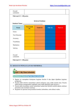 Modul Ajar Bahasa Inggris Kelas 7 SMP Fase D Chapter 4 | DOC