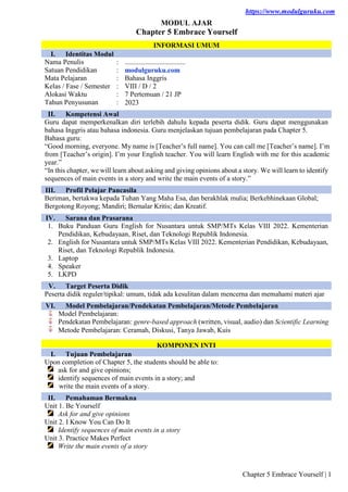 Modul Ajar Bahasa Inggris Kelas 8 SMP Fase D | PDF