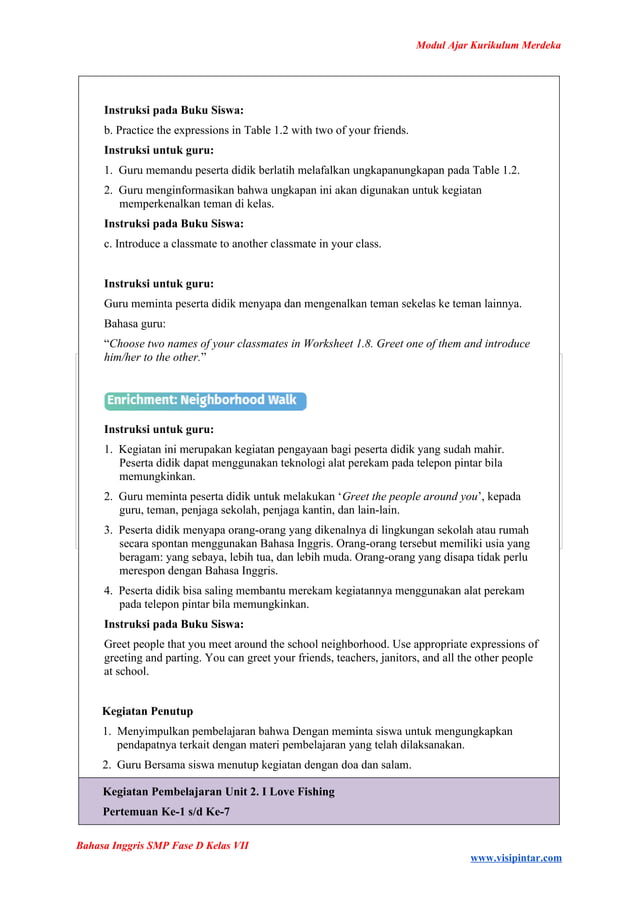 Modul Ajar BAHASA INGGRIS SMP KELAS 7 KURMER.docx