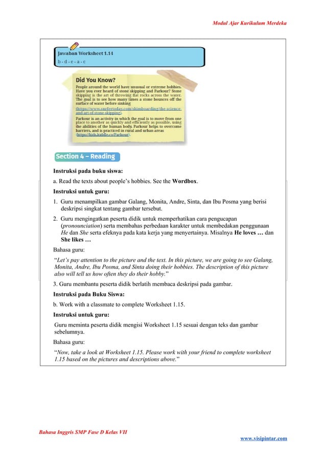 Modul Ajar BAHASA INGGRIS SMP KELAS 7 KURMER.docx