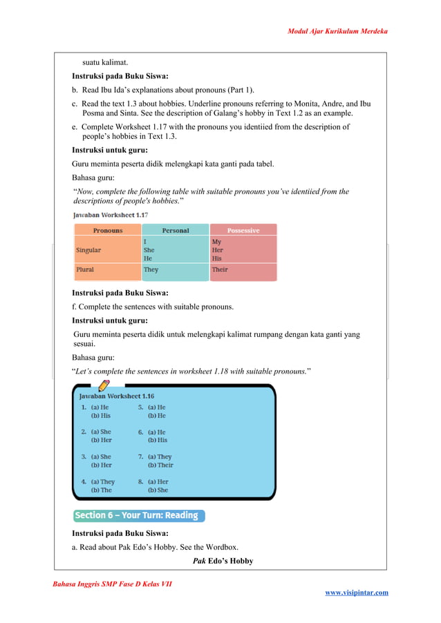 Modul Ajar BAHASA INGGRIS SMP KELAS 7 KURMER.docx