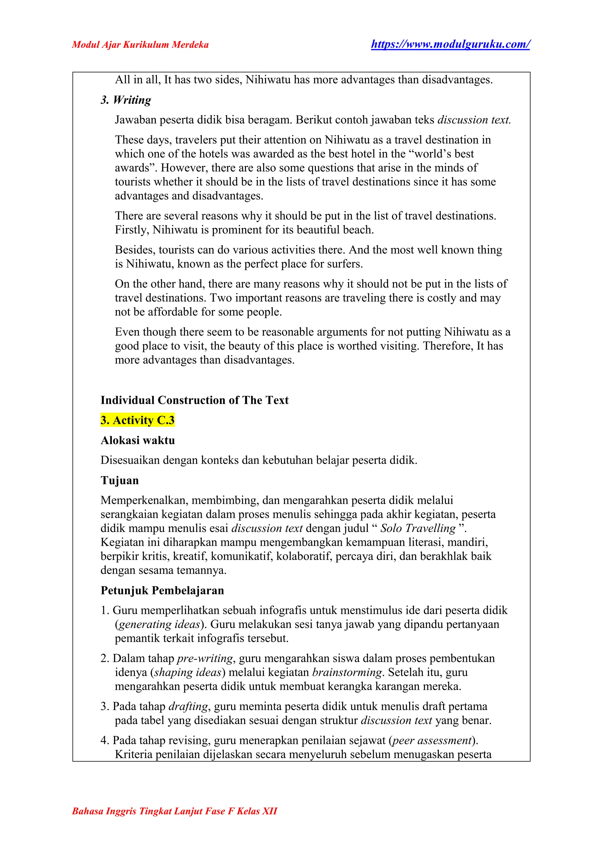 Modul Ajar Bahasa Inggris Tingkat Lanjut Kelas 12 Fase F Kurikulum ...