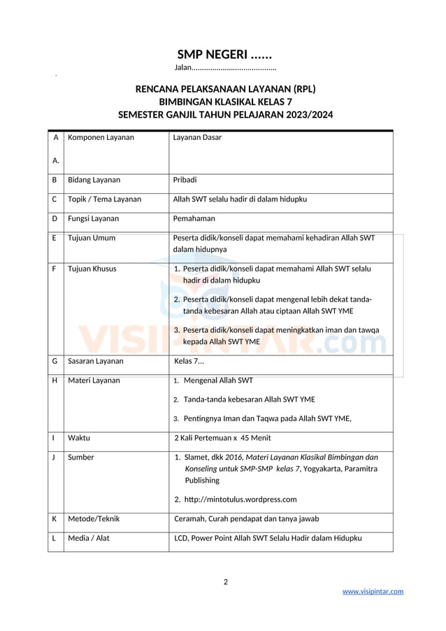 Modul Ajar BIMBINGAN KONSELING SMP KELAS 7 KURMER.docx