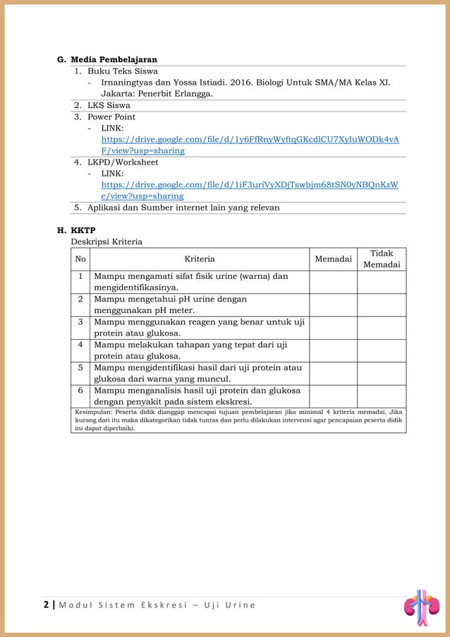 Modul Ajar Biologi - Modul Ajar Sistem Ekskresi - Uji Urine - Fase F.pdf