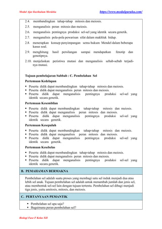 Modul Ajar Biologi Kelas 12 Fase F Kurikulum Merdeka | PDF