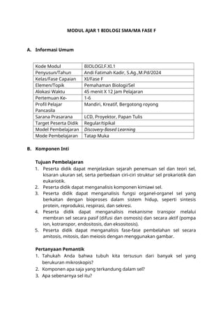 MODUL AJAR BIOLOGI SMA KELAS XI BAB 1.docx