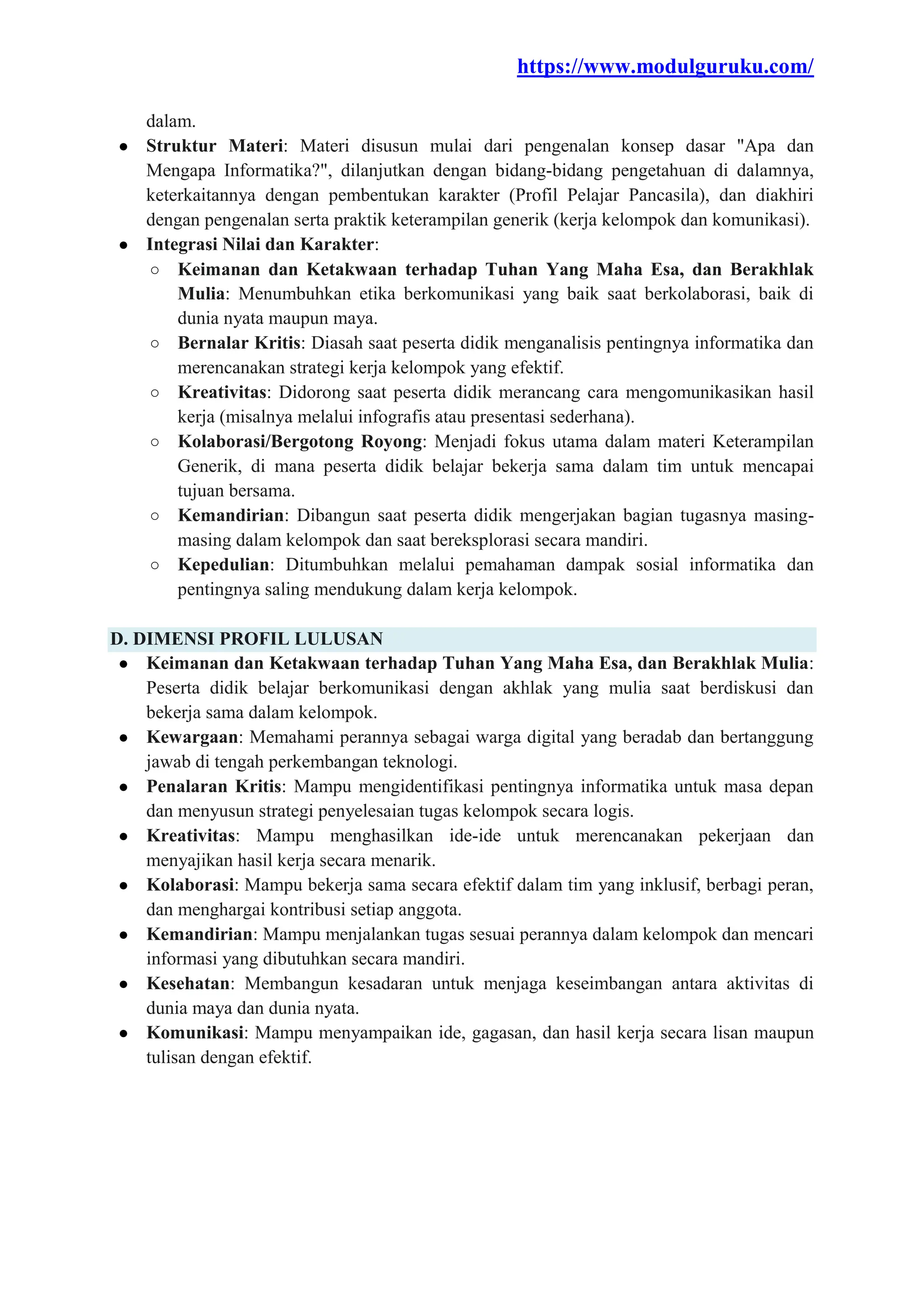 Modul Ajar Deep Learning Informatika Kelas 7 Kurikulum Merdeka | PDF