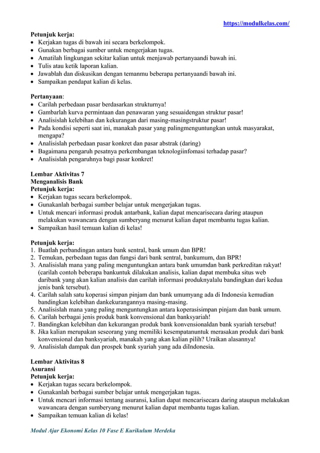 Modul Ajar Ekonomi Kelas 10 SMA/MA Fase E Kurikulum Merdeka | PDF