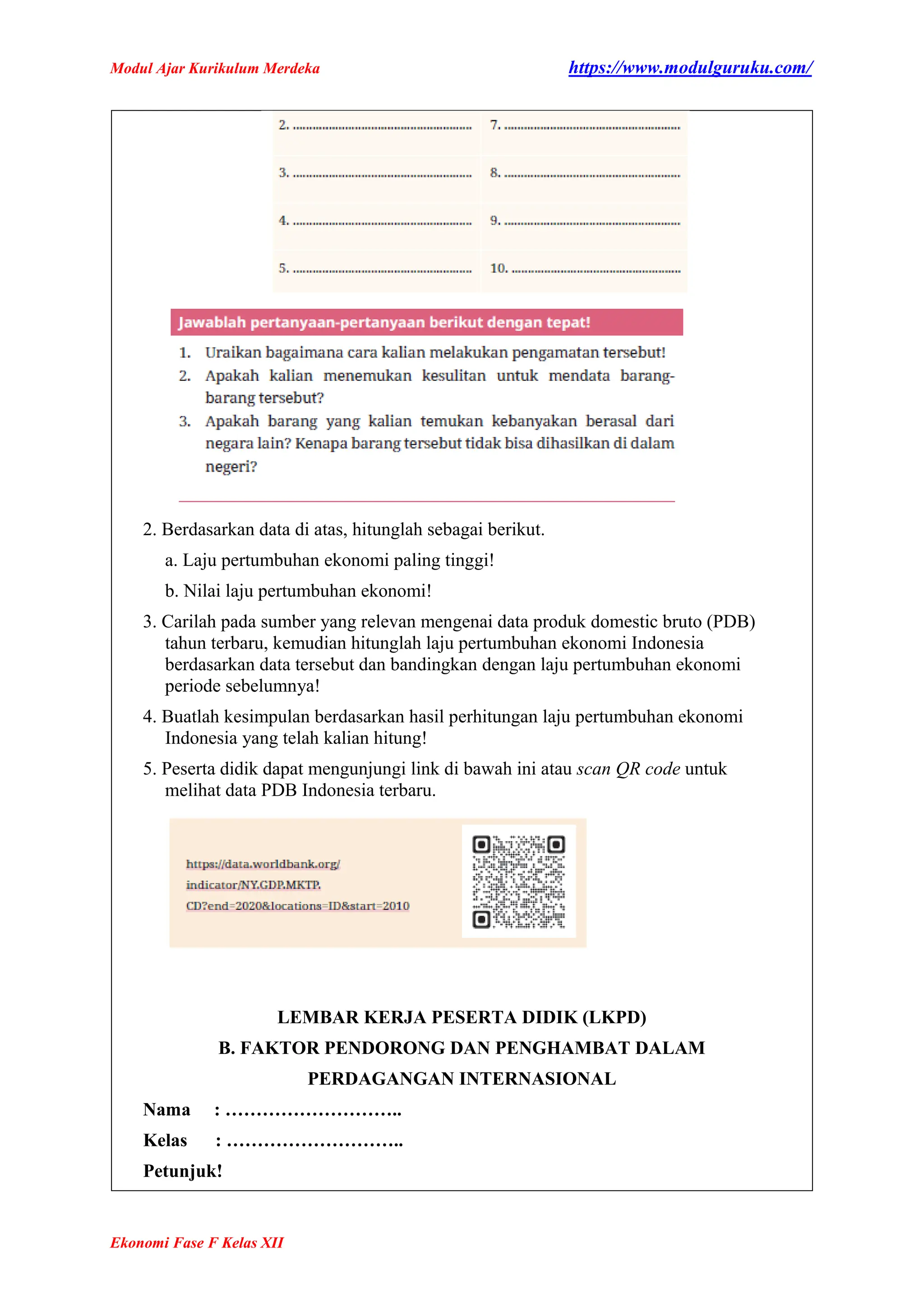 Modul Ajar Ekonomi Kelas 12 Fase F Kurikulum Merdeka | PDF