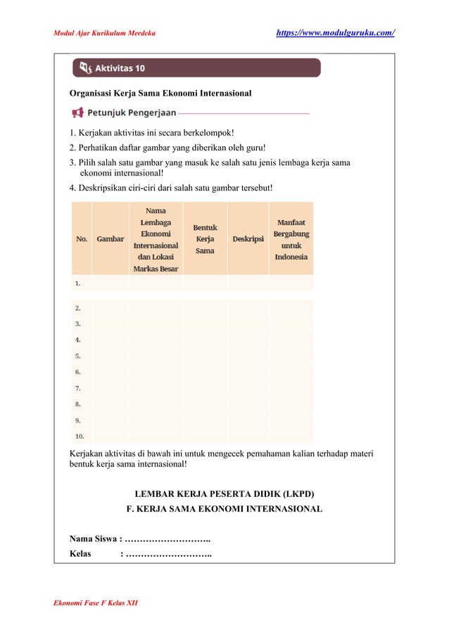 Modul Ajar Ekonomi Kelas 12 Fase F Kurikulum Merdeka | PDF