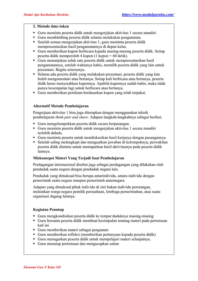 Modul Ajar Ekonomi Kelas 12 Fase F Kurikulum Merdeka | PDF