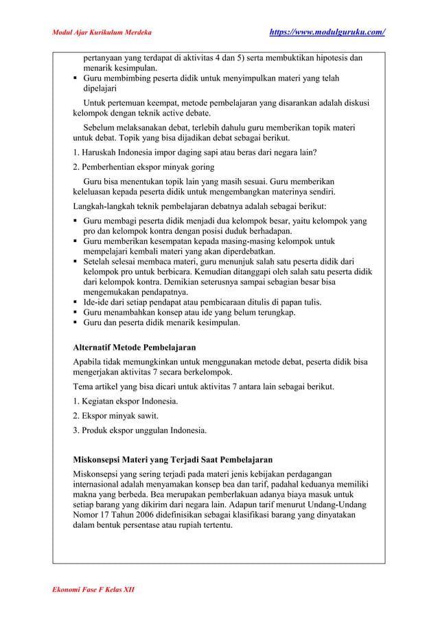 Modul Ajar Ekonomi Kelas 12 Fase F Kurikulum Merdeka | PDF