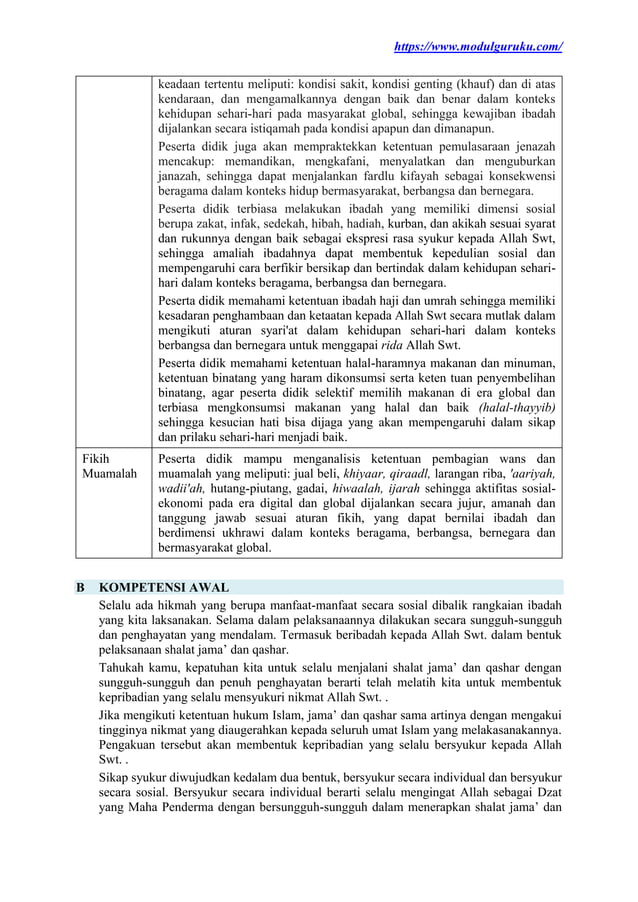 Modul Ajar Fikih Kelas 7 Fase D Kurikulum Merdeka | PDF