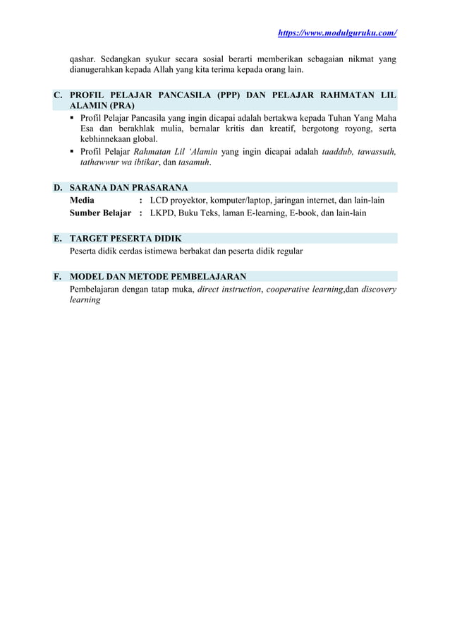 Modul Ajar Fikih Kelas 7 Fase D Kurikulum Merdeka | PDF