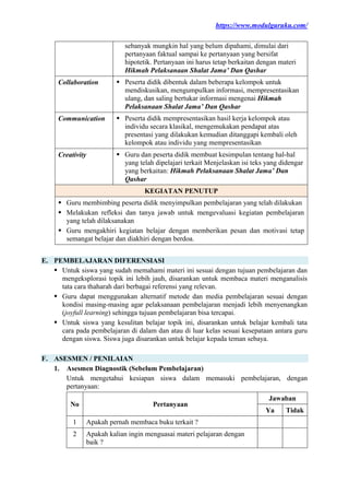Modul Ajar Fikih Kelas 7 Fase D Kurikulum Merdeka | PDF