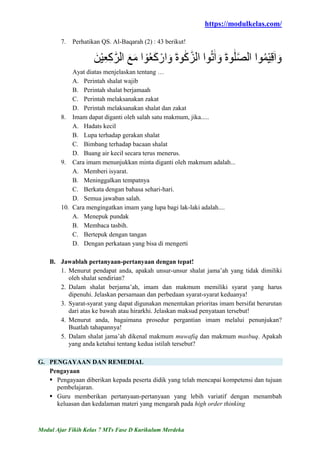 Modul Ajar Fikih Kelas 7 MTs Fase D Kurikulum Merdeka | PDF