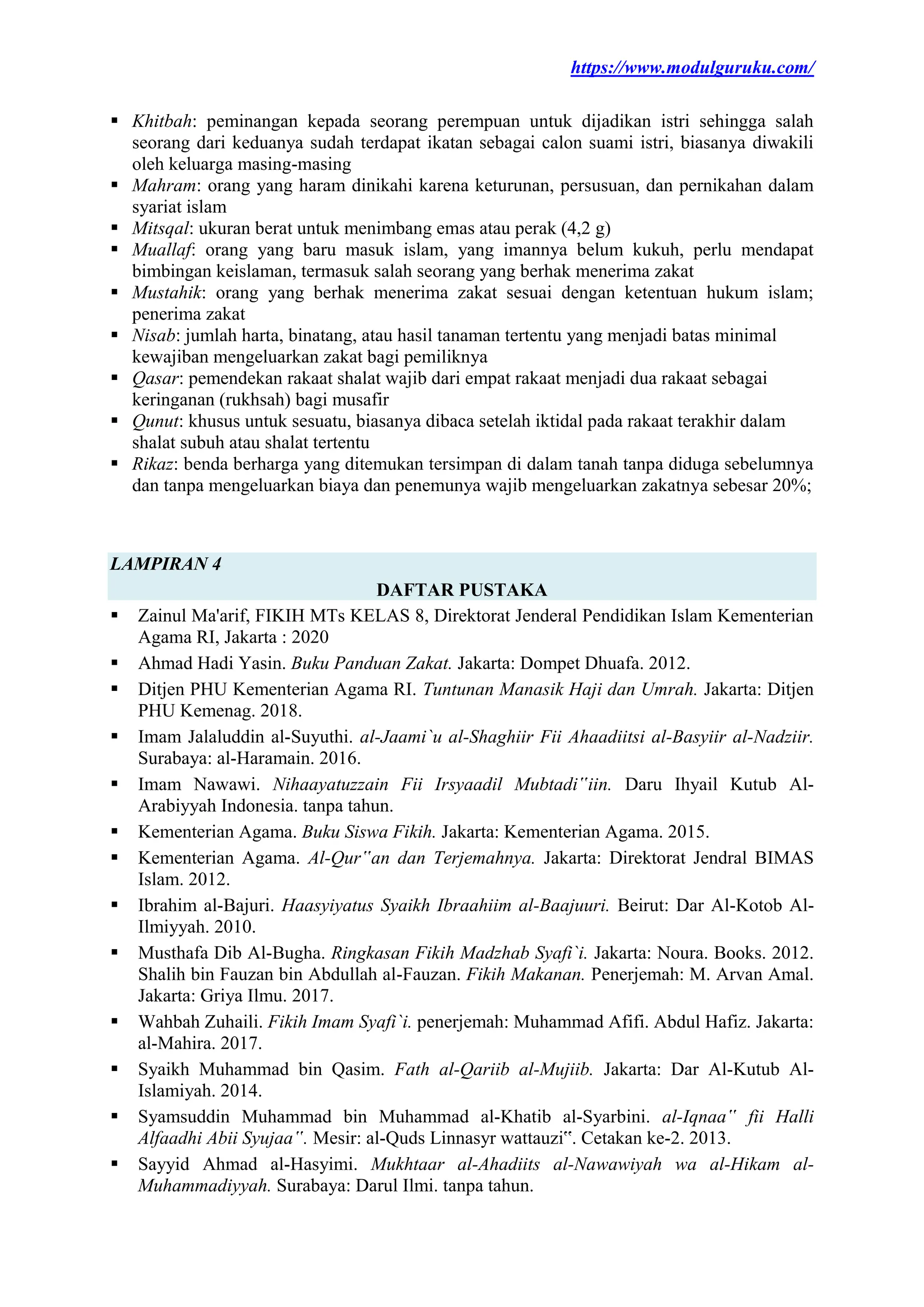 Modul Ajar Fikih Kelas 8 Fase D Kurikulum Merdeka | PDF