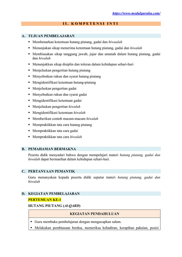 Modul Ajar Fikih Kelas 9 Fase D Kurikulum Merdeka | PDF