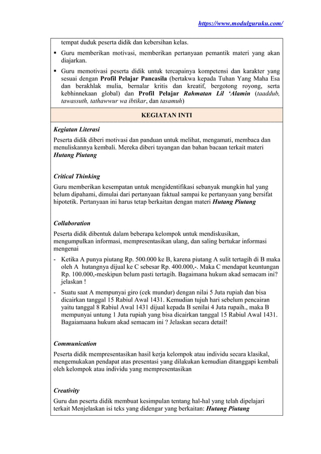 Modul Ajar Fikih Kelas 9 Fase D Kurikulum Merdeka | PDF