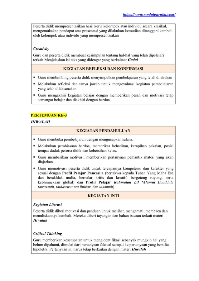 Modul Ajar Fikih Kelas 9 Fase D Kurikulum Merdeka | PDF